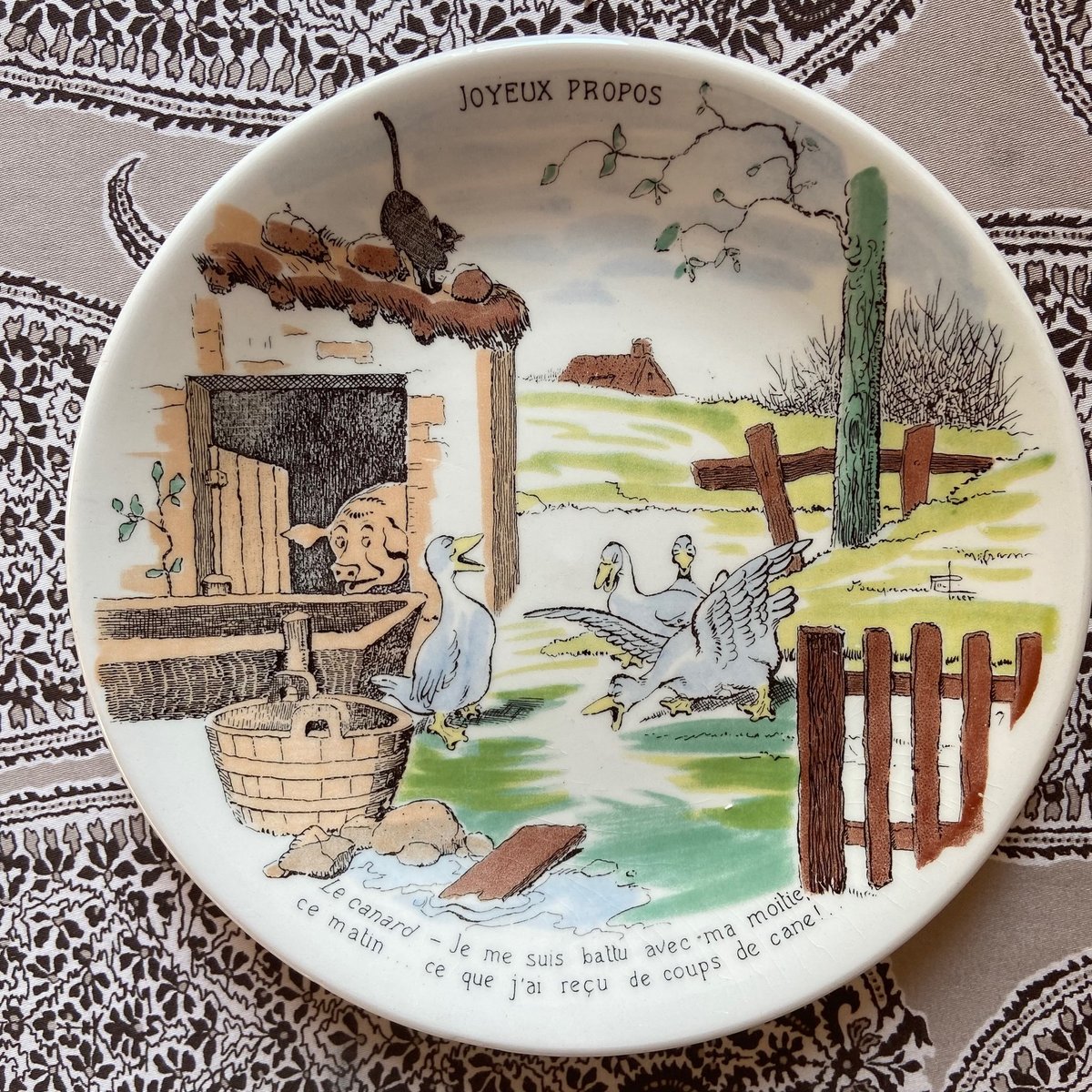 Französische Teller von Benjamin Rabier für Sarreguemines, 1930er, 6er ...