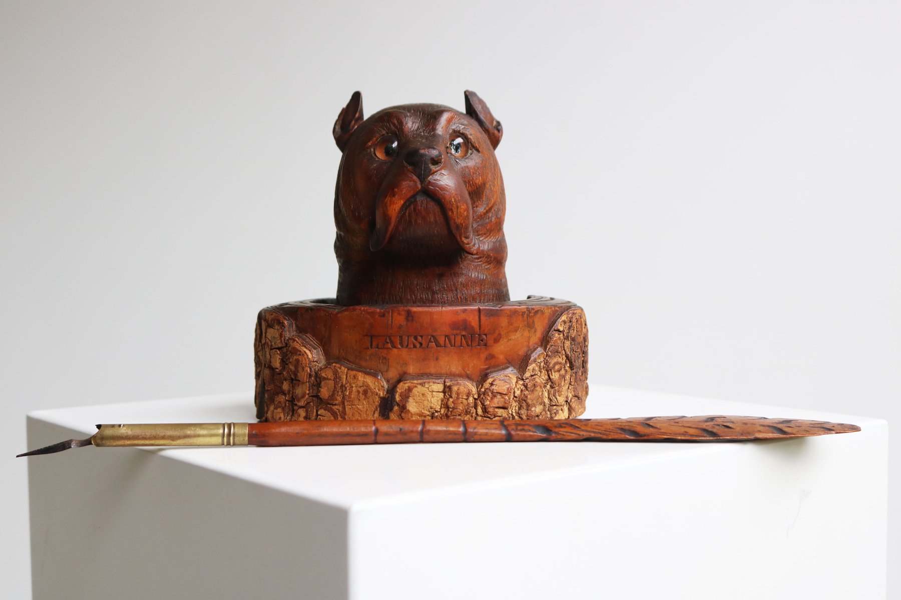 Antique Swiss Black Forest Dog Ink Jar, 1890 for sale at Pamono