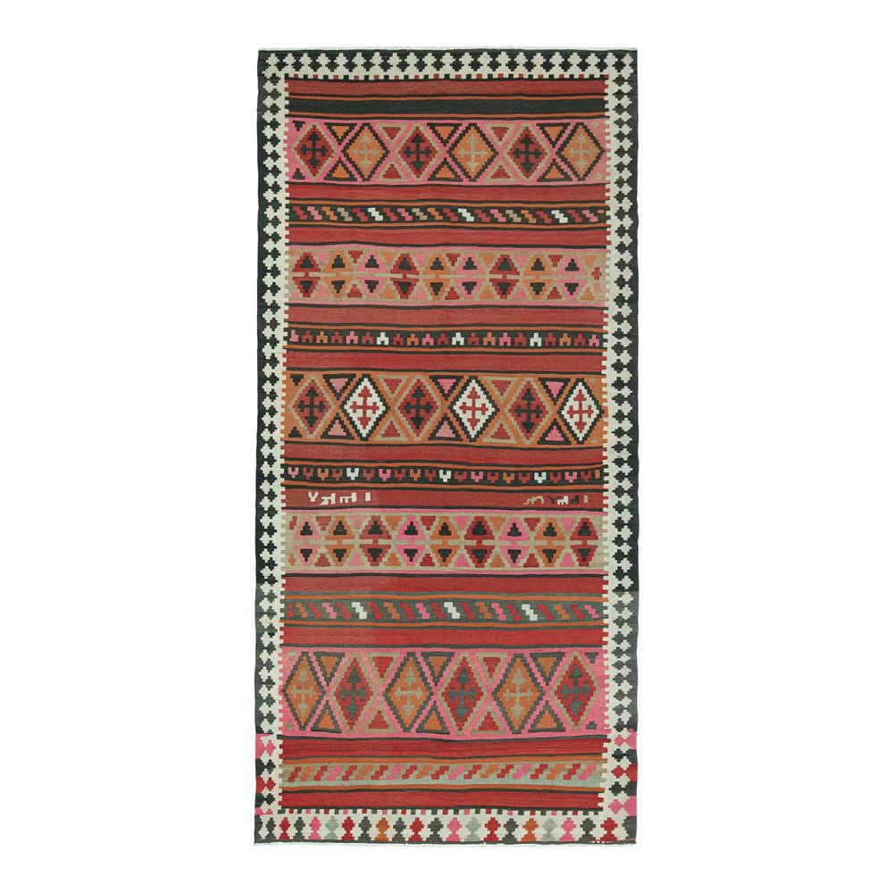Vintage Middle Eastern Shahsavan Kilim Rug with Polychromatic Geometric ...