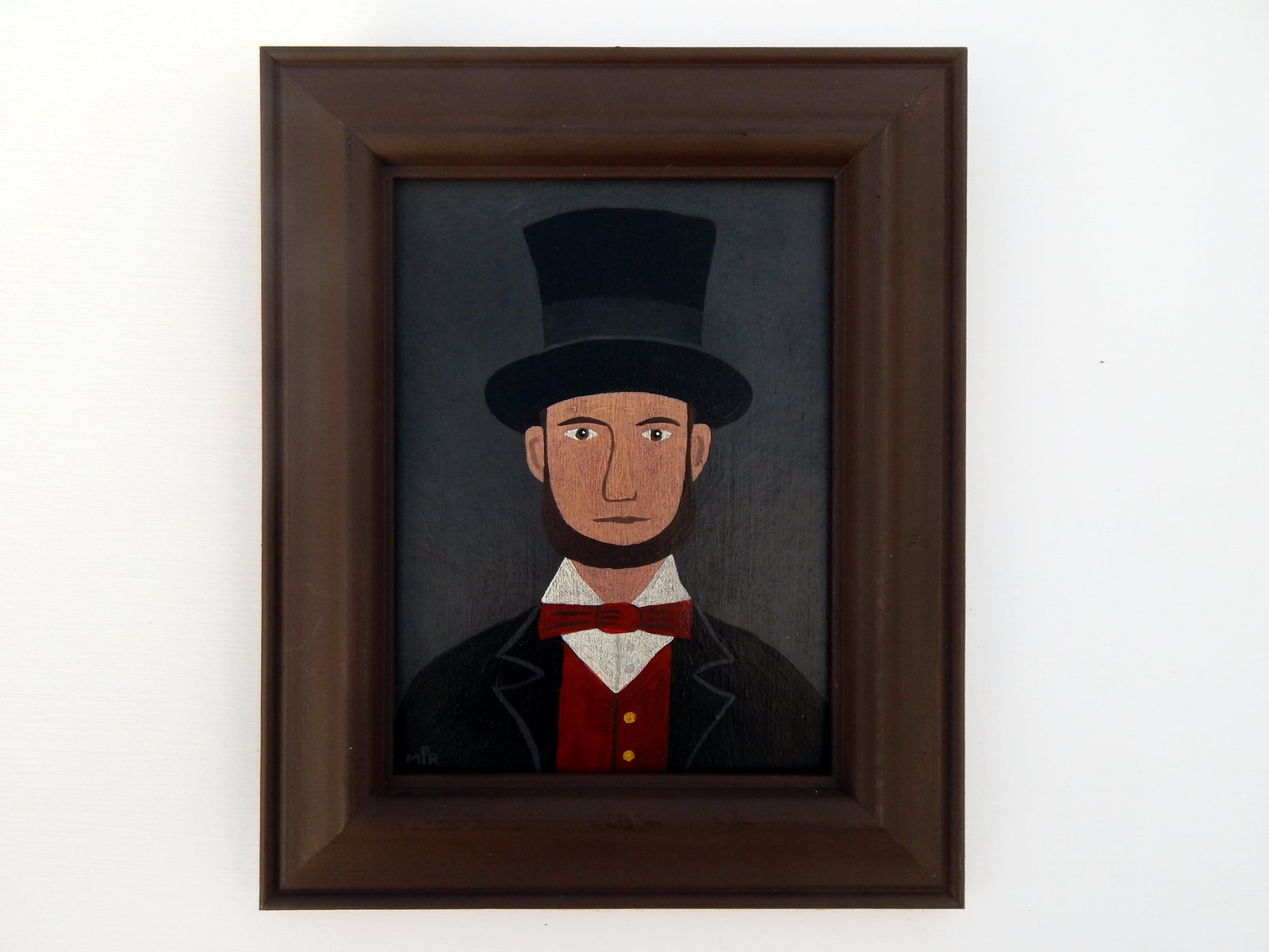 Matt Rix, Naive Portrait of Victorian Gentleman in Top Hat, Oil on ...