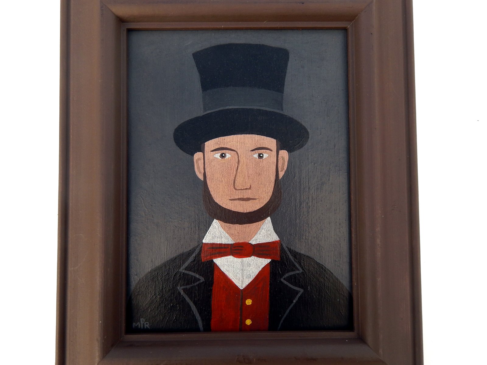 Matt Rix, Naive Portrait of Victorian Gentleman in Top Hat, Oil on ...