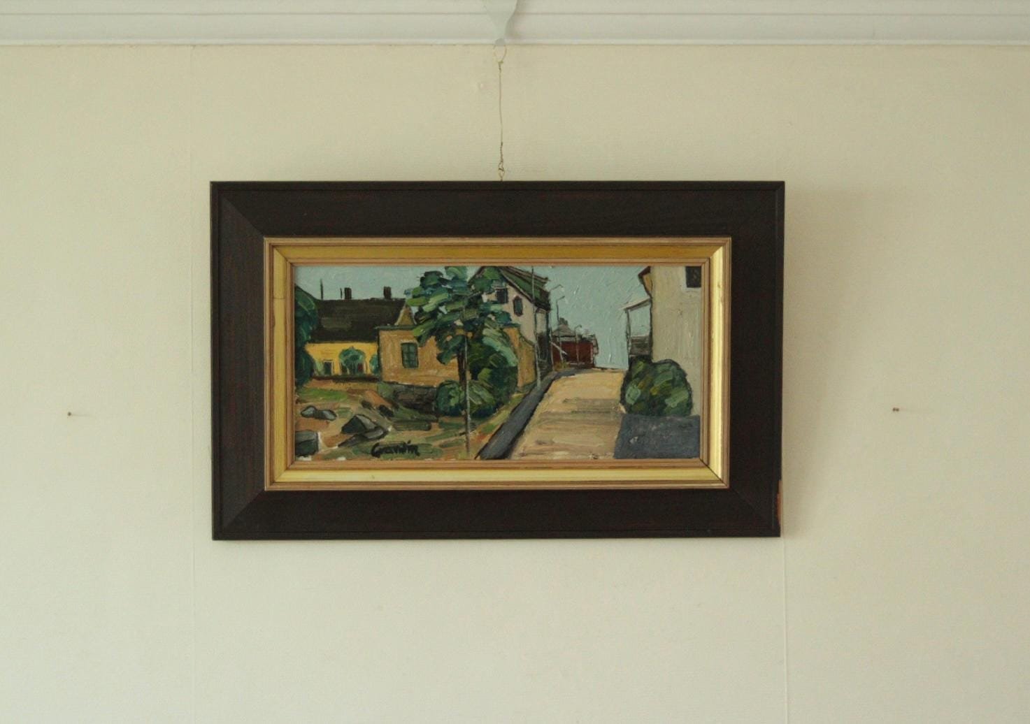 Sven Grandin, Summer Street, 1970s, Oil on Panel, Framed for sale at Pamono
