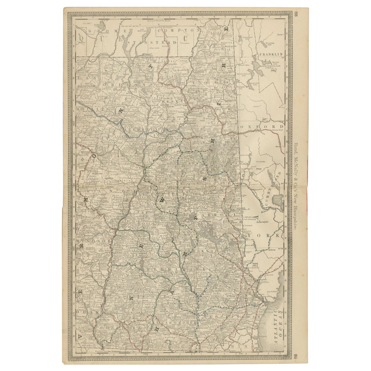 Antique Railroad Map, 1888 for sale at Pamono