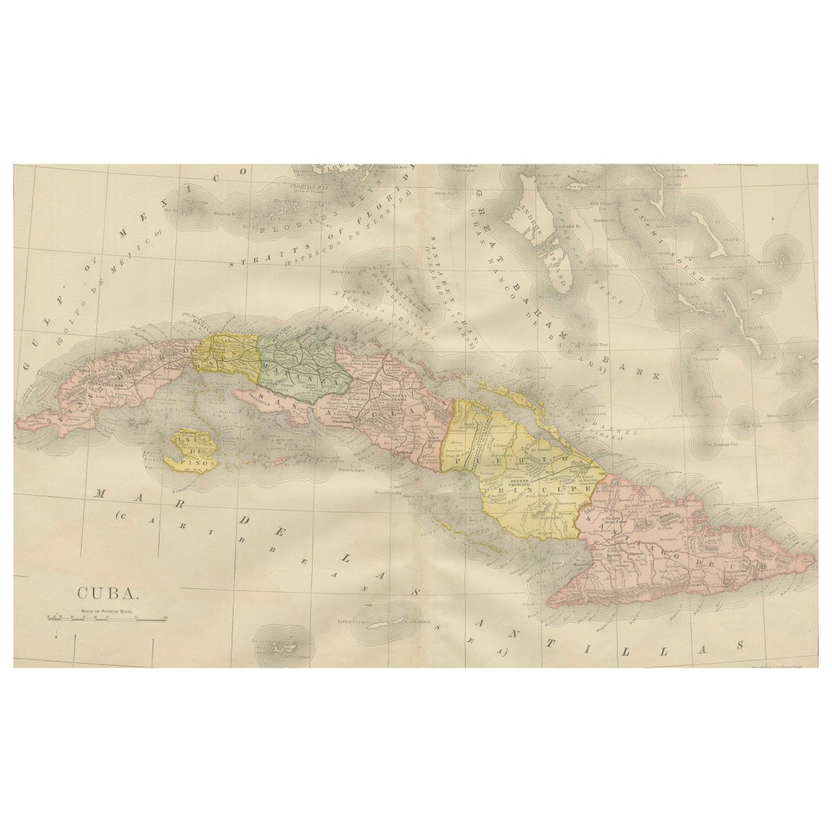 Antique Railroad Map of Cuba, 1888 for sale at Pamono