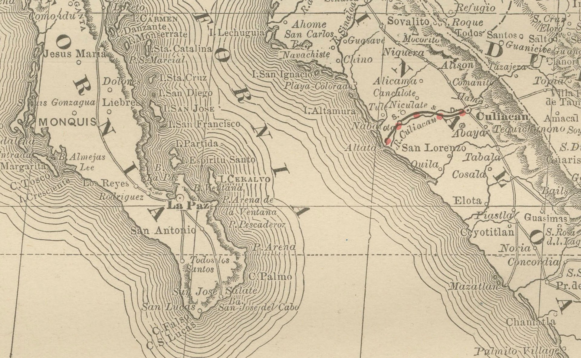 Antique Railroad Map of Mexico, 1888 for sale at Pamono