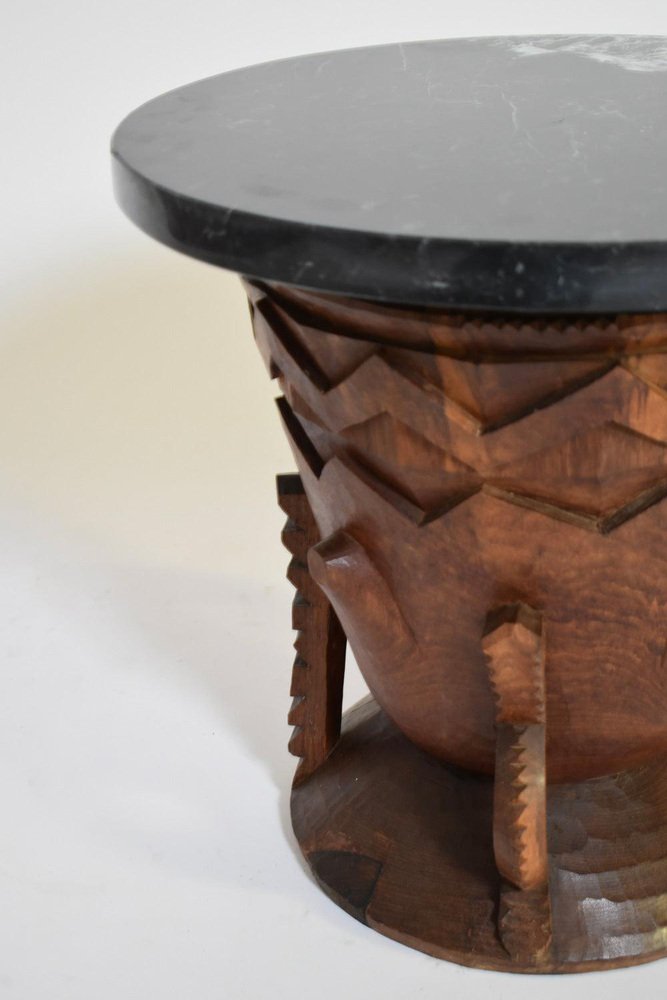 Large African Carved Wooden Side Tables, 1960s, Set of 2 for sale at Pamono