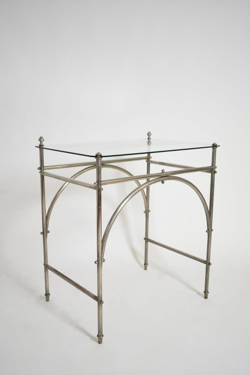 Tubular Chrome Iron and Glass Table, 1920s for sale at Pamono
