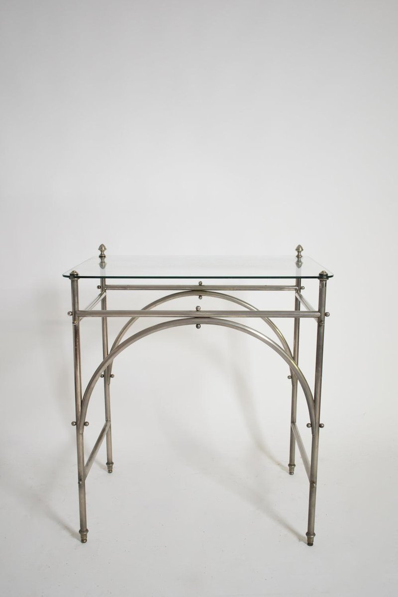 Tubular Chrome Iron and Glass Table, 1920s for sale at Pamono