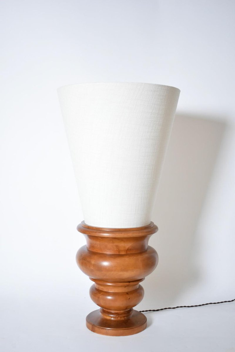 Turned Wood Lamps, 1970s, Set of 2 for sale at Pamono