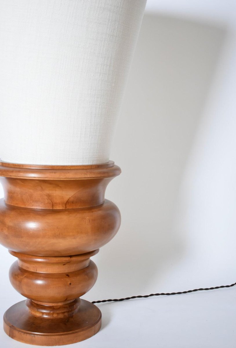 Turned Wood Lamps, 1970s, Set of 2 for sale at Pamono