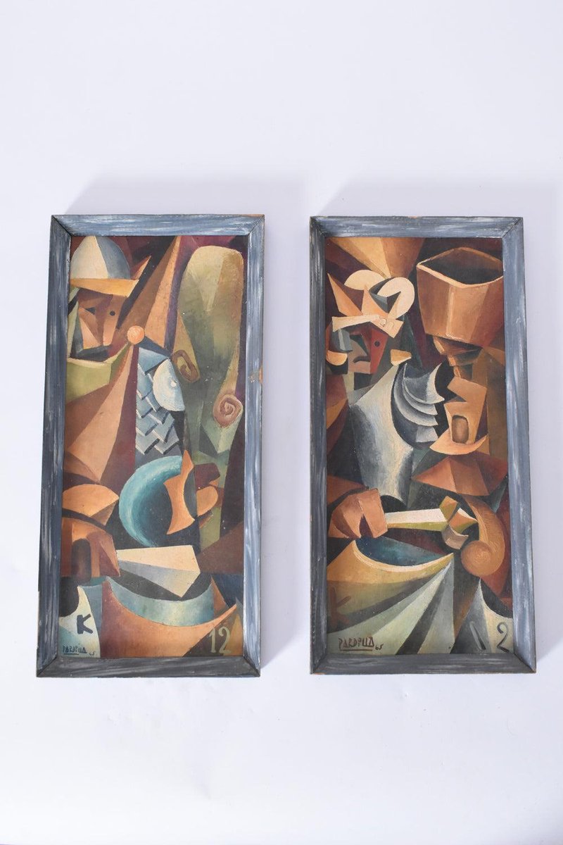 Cubist Artist, Compositions, 1960s, Oil on Panels, Set of 2 for sale at ...