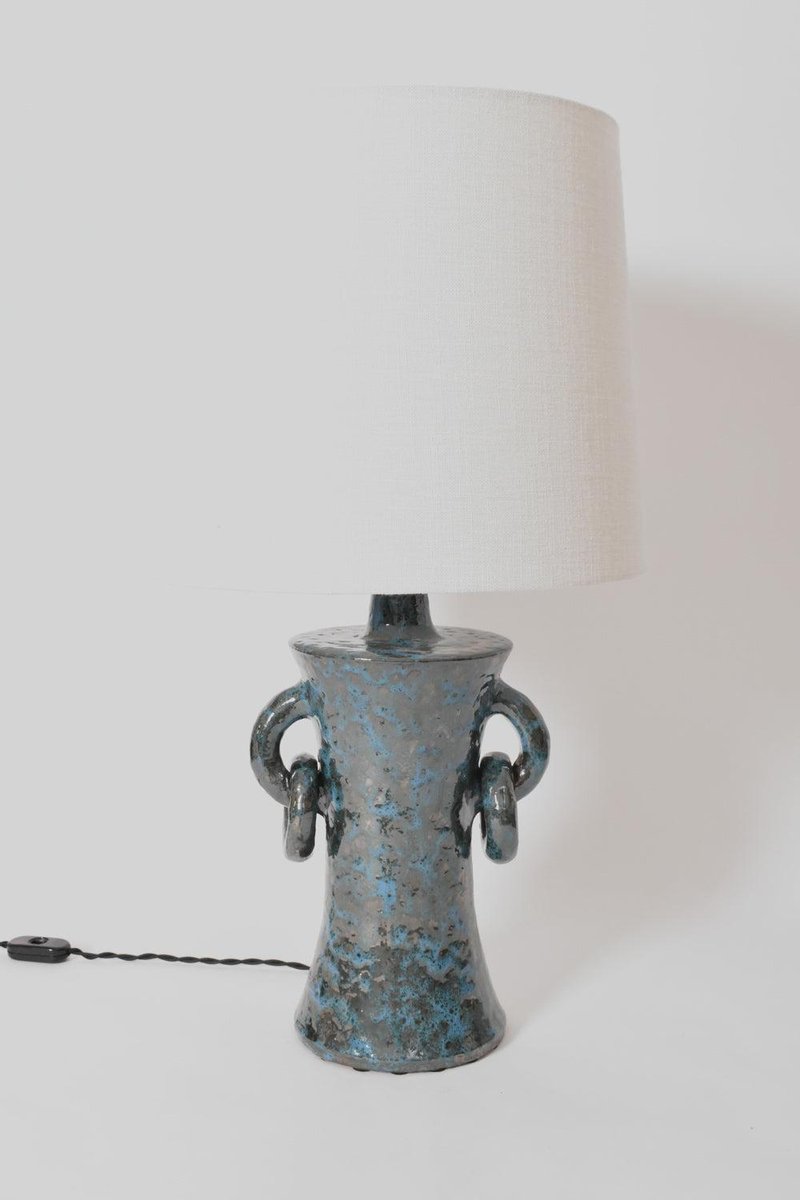 Kasaï Blue Handles Ceramic Lamp by Barracuda Interiors for sale at Pamono