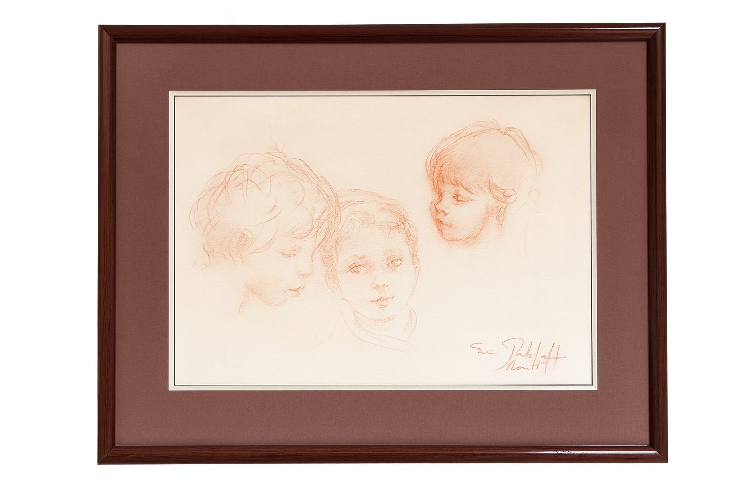 Philippe Moretti, Three Children, Original Sanguine Drawing, 1979 for ...
