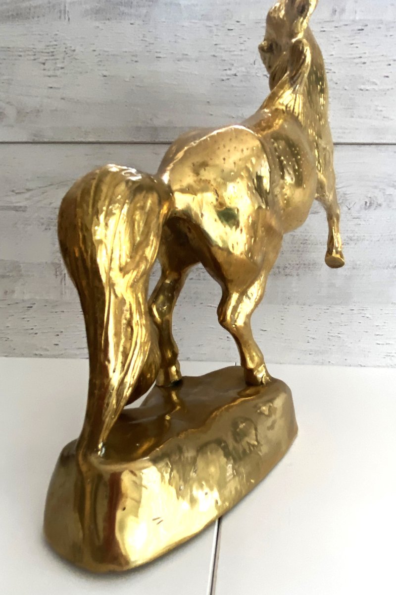 Vintage Gilt Bronze Rearing Horse Figurine, 1960s-1970s for sale at Pamono