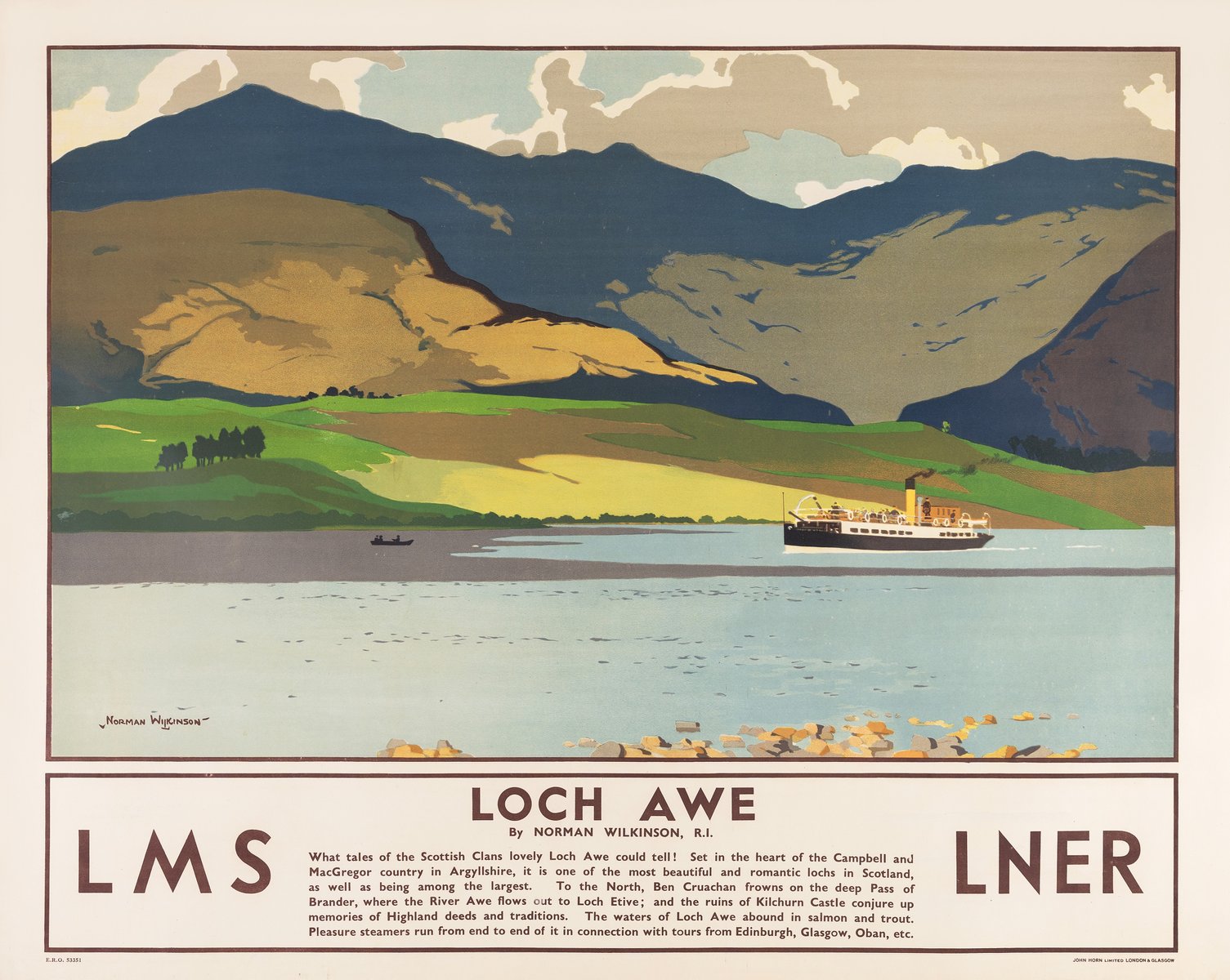 LMS LNER Loch Awe Travel Poster attributed to Norman Wilkinson, 1930s ...