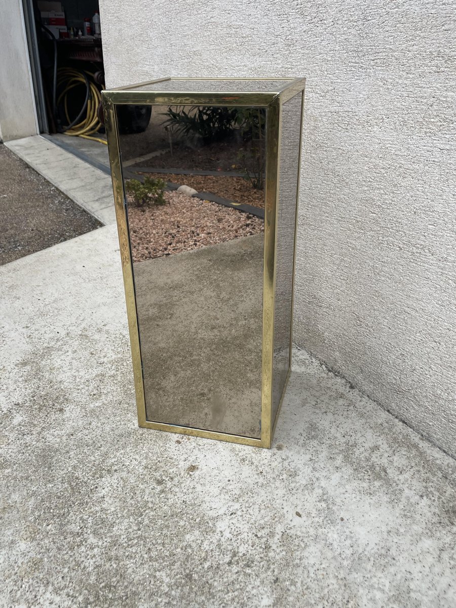 Wooden Pedestal Column in Chrome Plated, 1970s for sale at Pamono