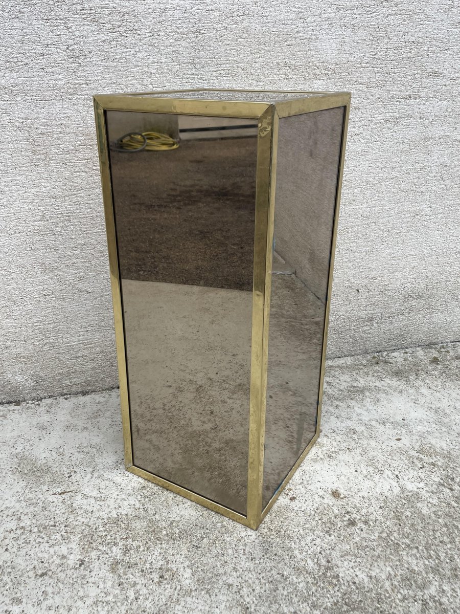 Wooden Pedestal Column in Chrome Plated, 1970s for sale at Pamono