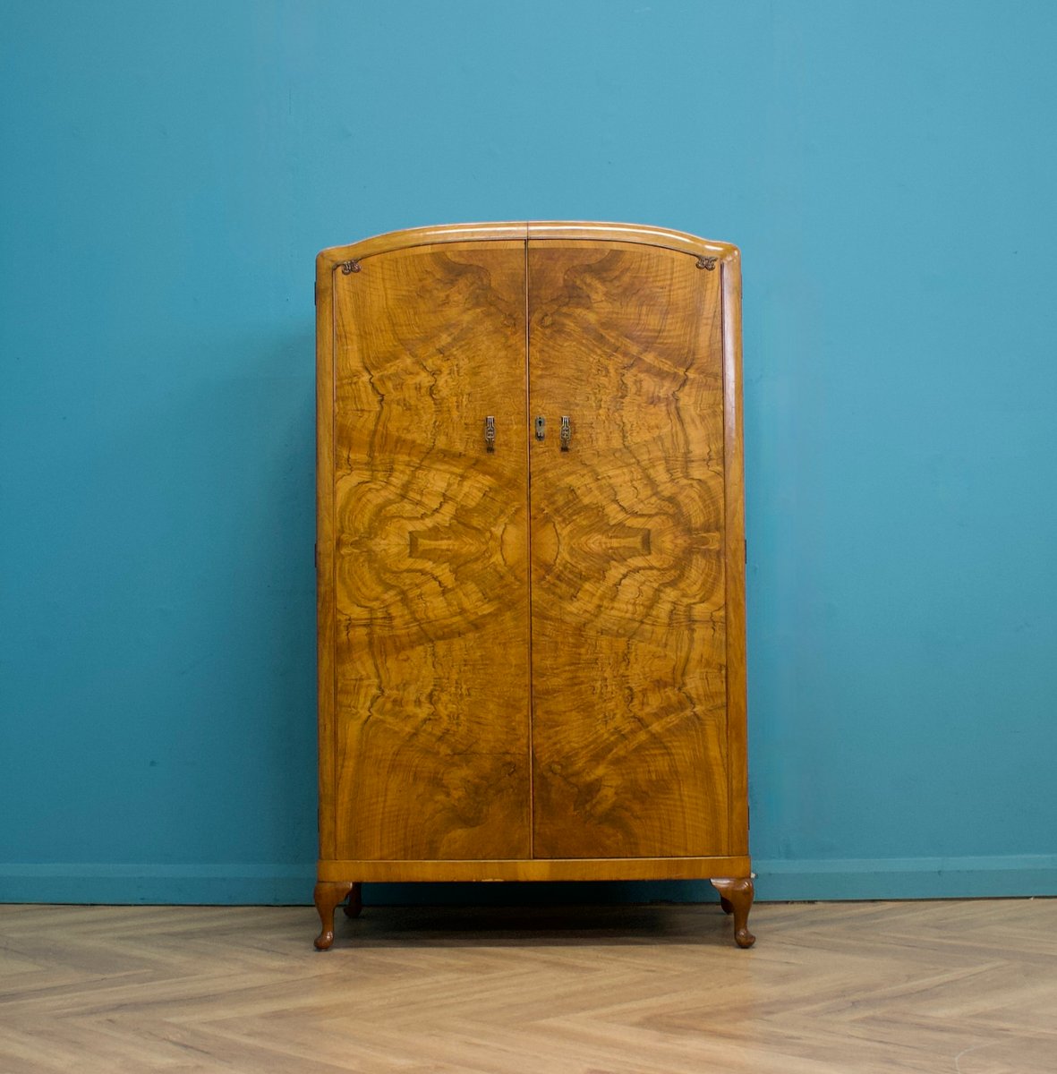 Art Deco Walnut Compact Wardrobe, 1930s for sale at Pamono