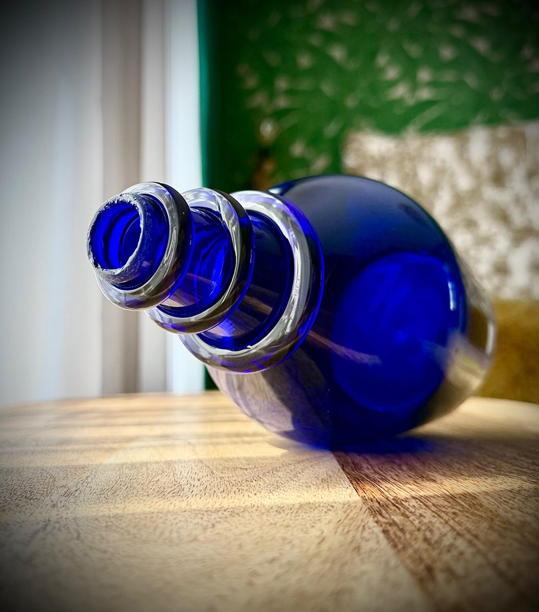 Georgian Blue Glass Rum Decanter with Engraved Decoration, 1780s-1800s ...