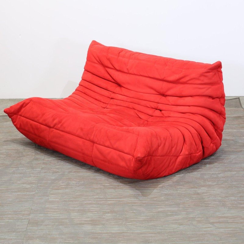 Red Modular Togo Sofa attributed to Michel Ducaroy for Ligne Roset, Set ...