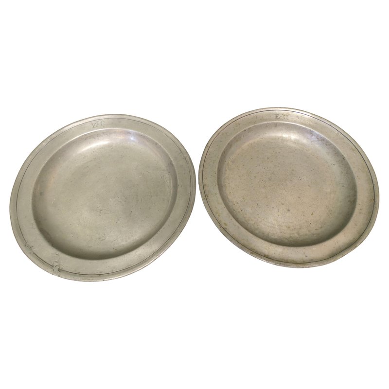 Large Antique English Pewter Plates by Thomas Alderson, Set of 2 for ...