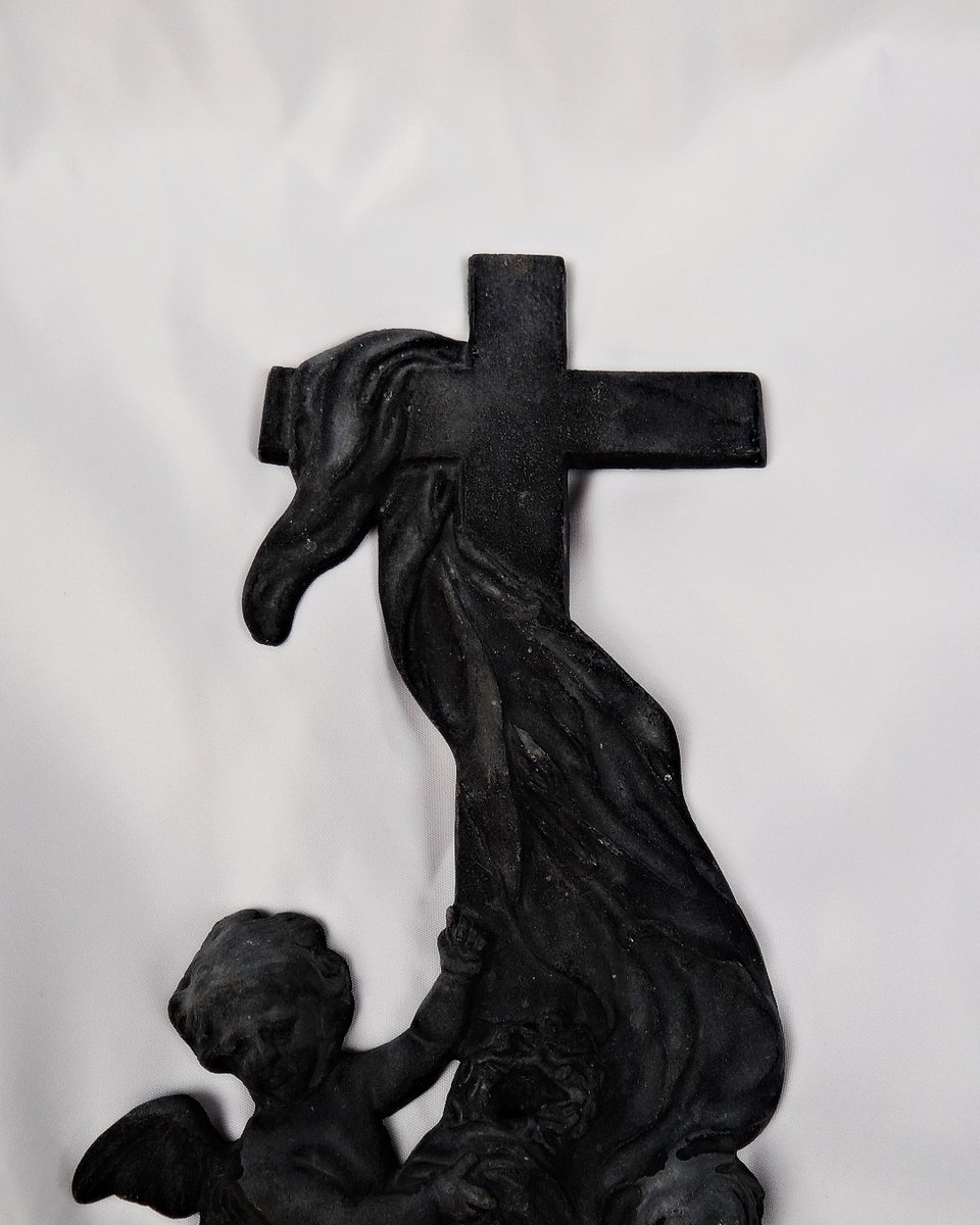 Large Cast Iron Holy Water Font with Cherubs and Crucifixes, 19th ...