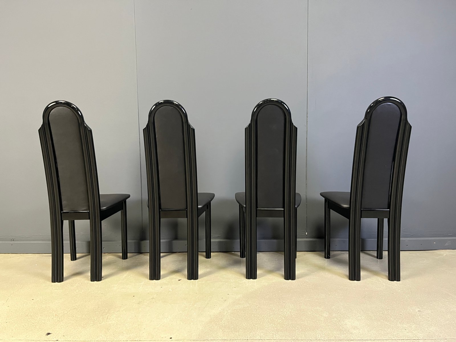 Vintage Italian Lacquered Wood Dining Chairs, 1980s, Set of 4 for sale ...