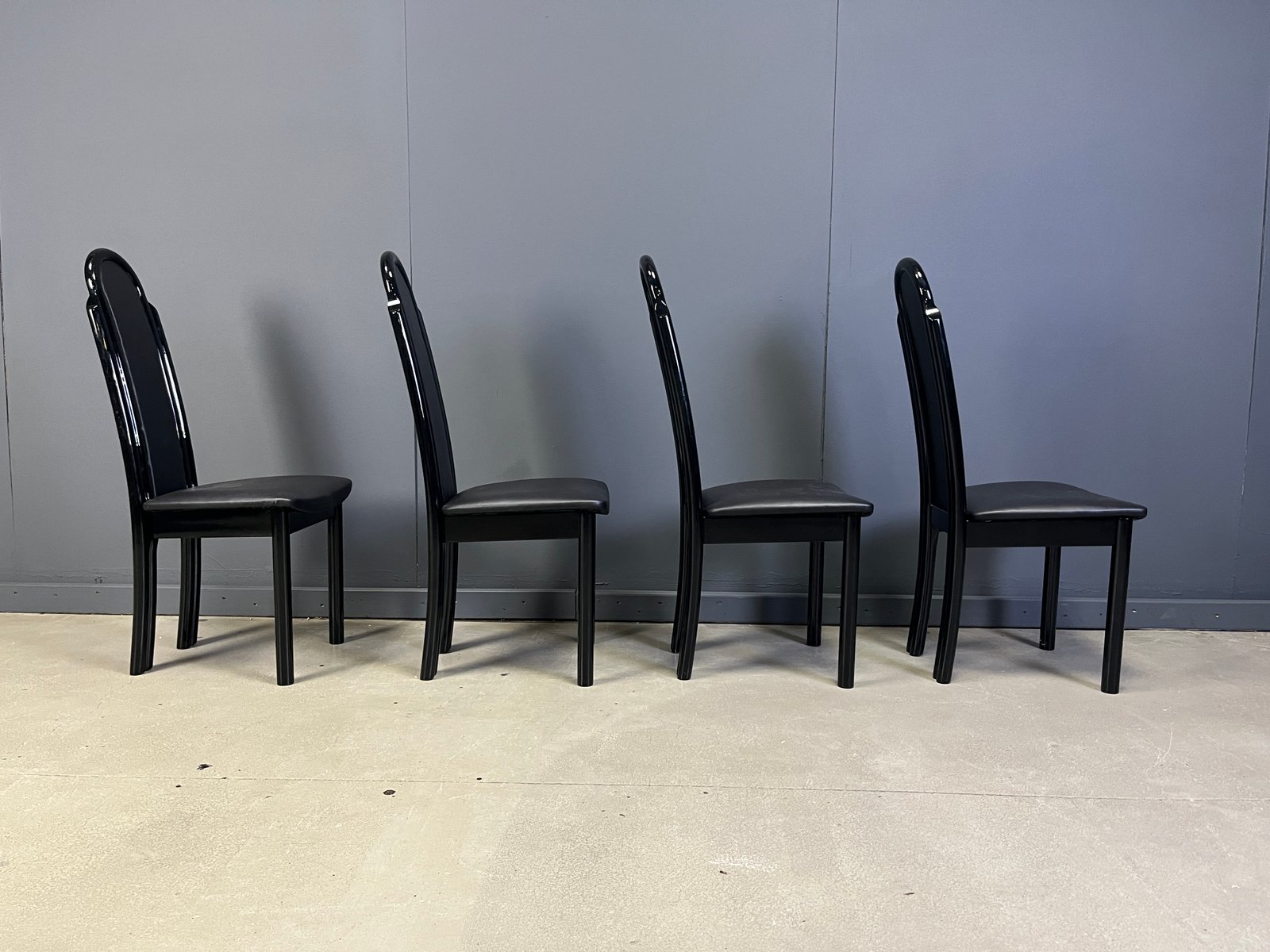 Vintage Italian Lacquered Wood Dining Chairs, 1980s, Set of 4 for sale ...