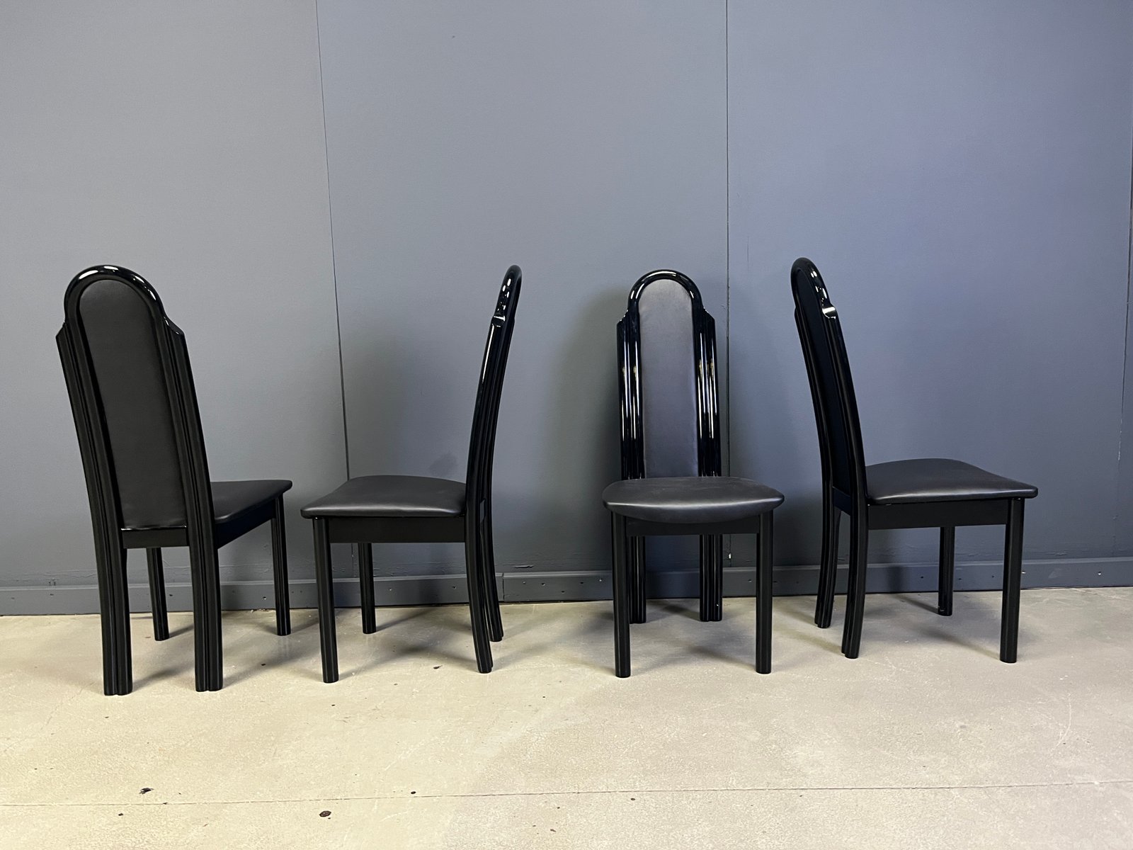 Vintage Italian Lacquered Wood Dining Chairs, 1980s, Set of 4 for sale ...