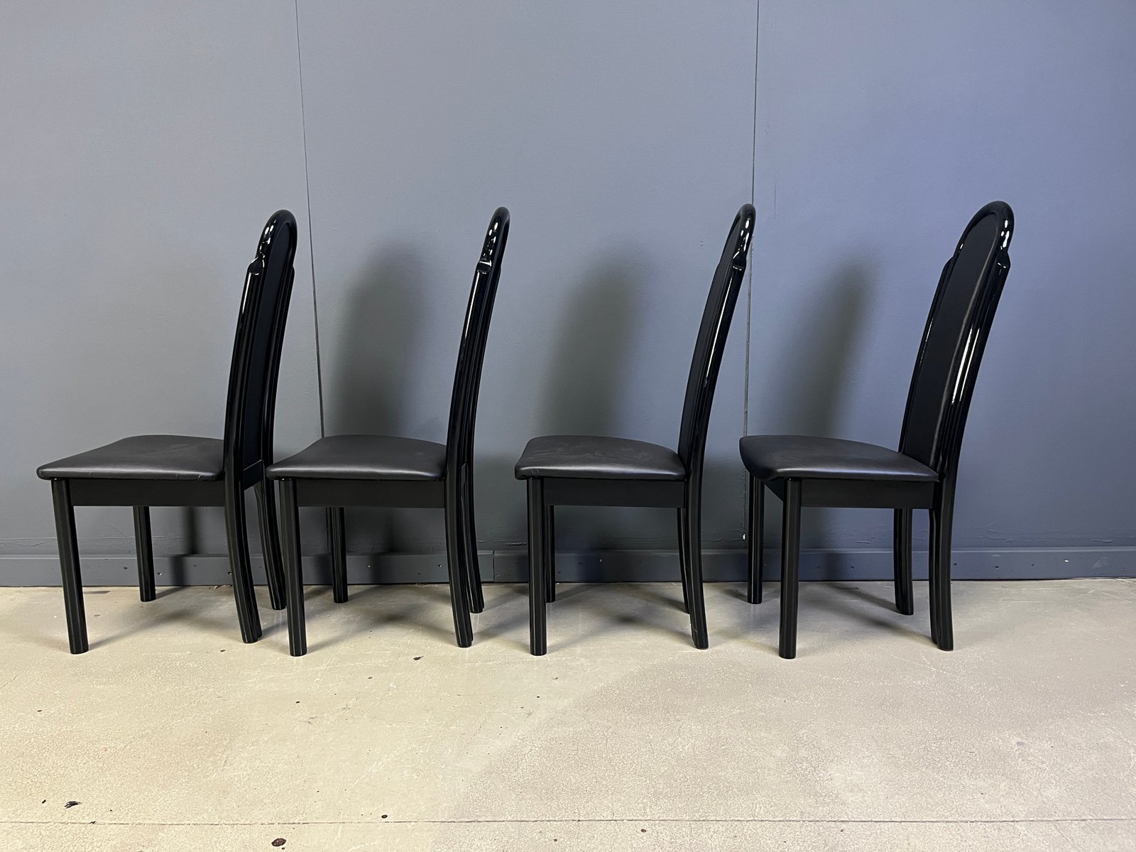 Vintage Italian Lacquered Wood Dining Chairs, 1980s, Set of 4 for sale ...