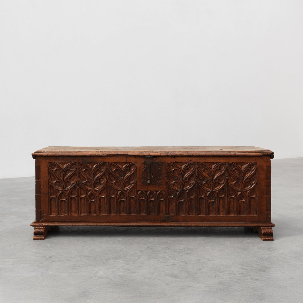 Large 16th Century Gothic Carved Oak Chest, France for sale at Pamono