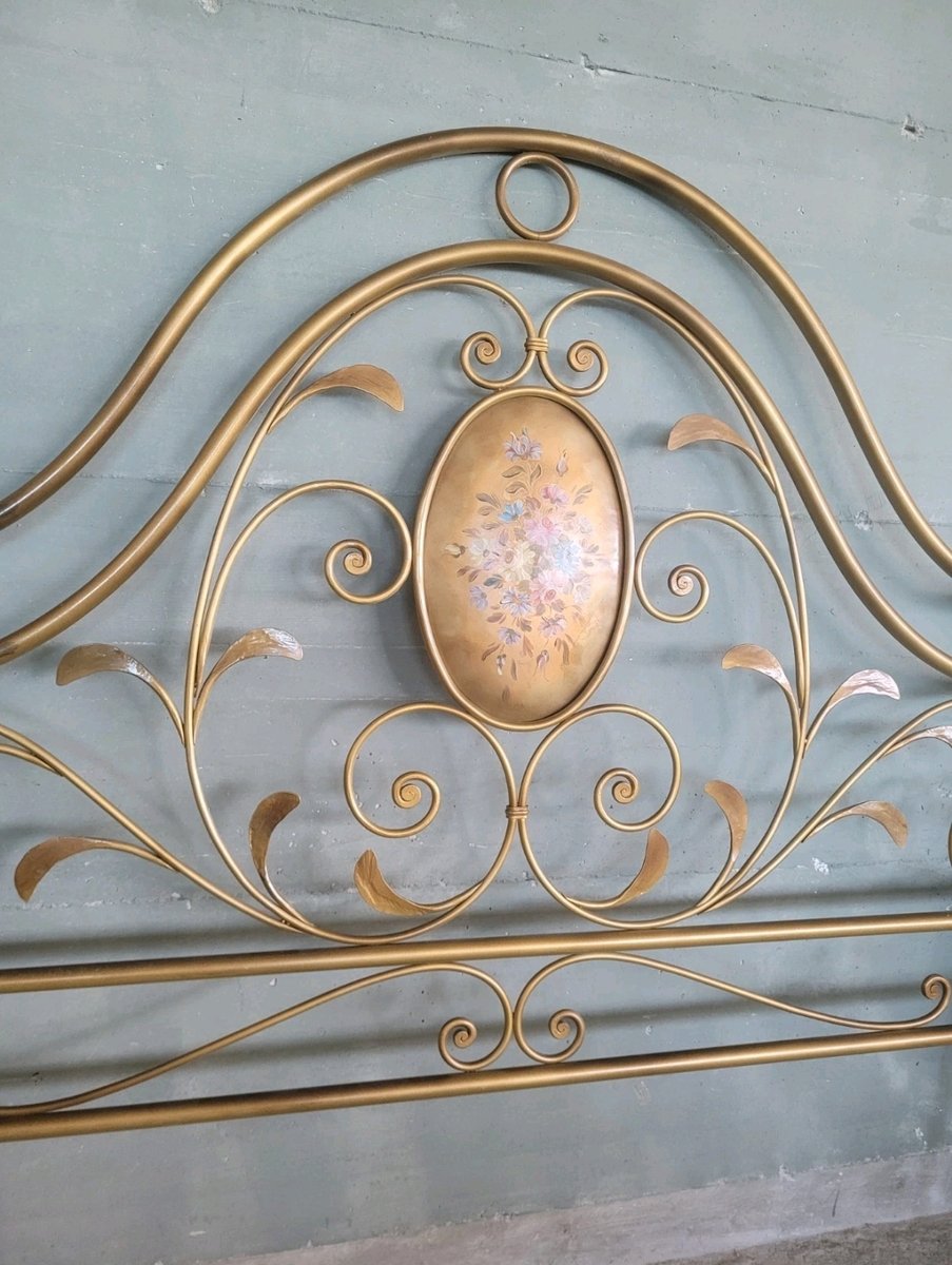 Lacquered Wrought Iron Headboard, 1950s for sale at Pamono