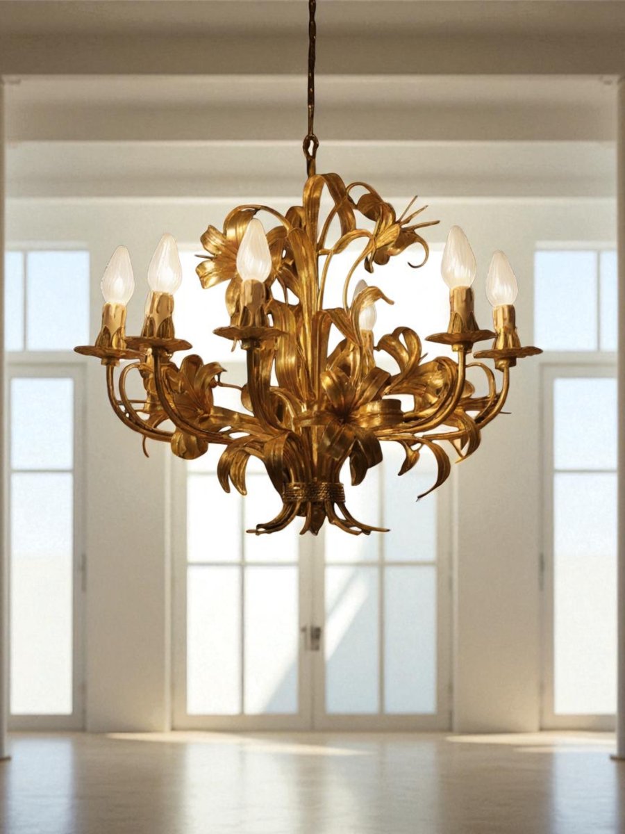Mid-Century Hollywood Regency Calla Lily Chandelier with 6 Lights by ...