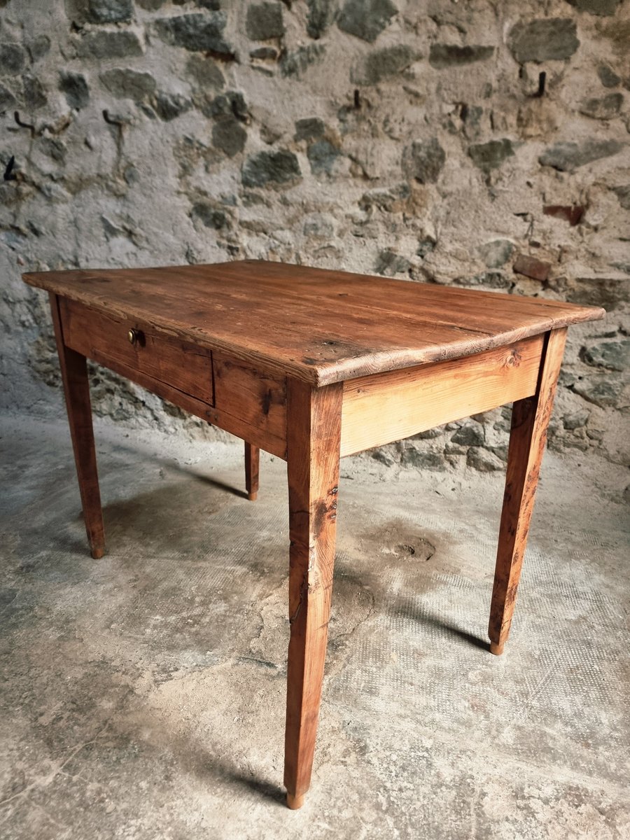 Antique Rustic Farmhouse Table in Pine, 1930s for sale at Pamono