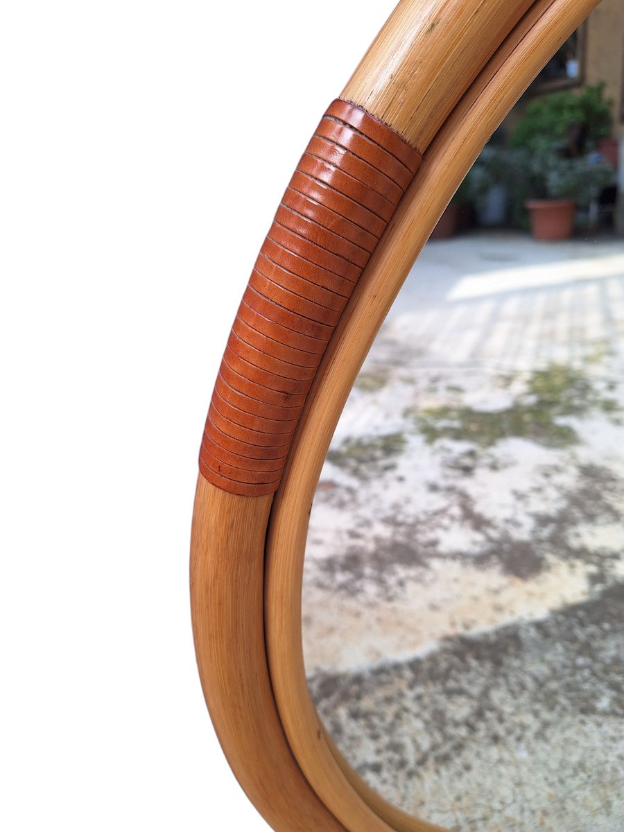 Large Bamboo Mirror from Gervasoni, Italy, 1970s for sale at Pamono