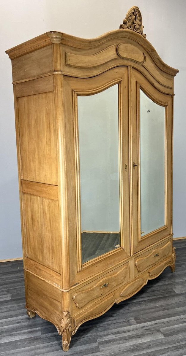 Antique French Rocaille Carved Armoire Wardrobe with Mirrors & Drawers ...