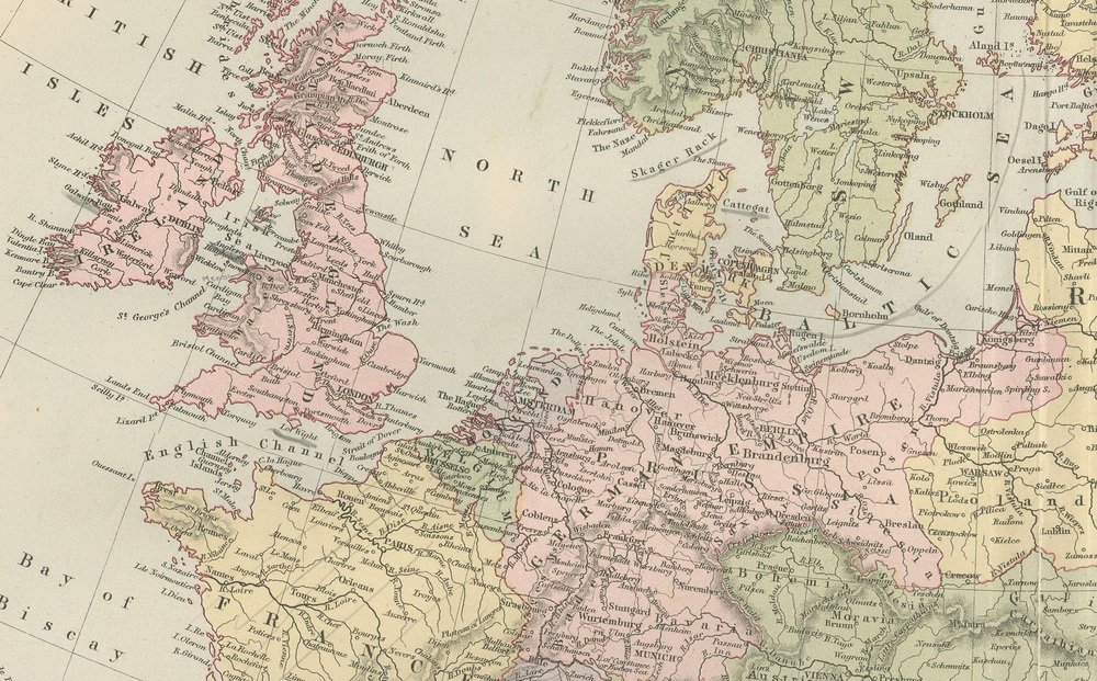 Antique Europe Map with Political Boundaries, 1884 for sale at Pamono