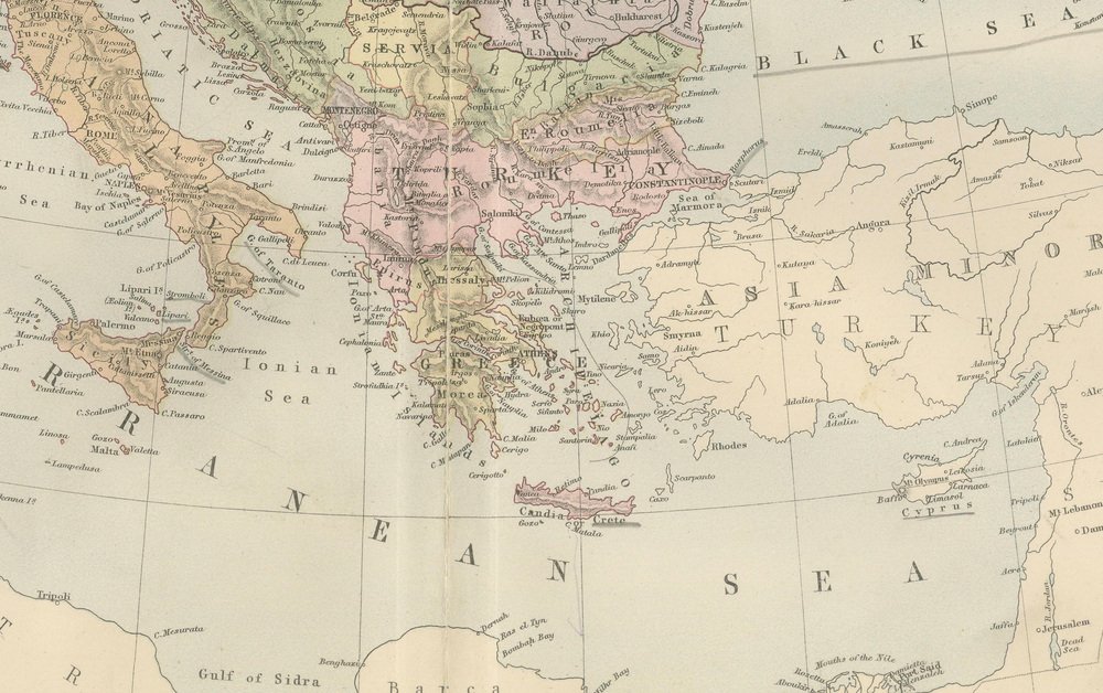 Antique Europe Map with Political Boundaries, 1884 for sale at Pamono