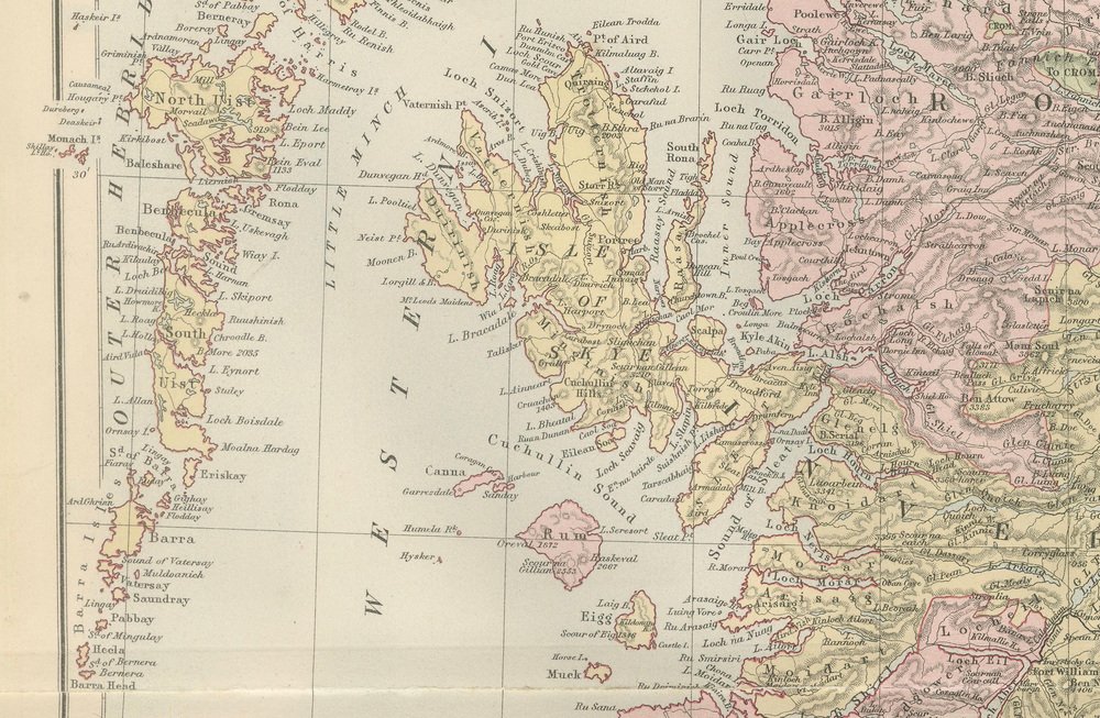 Antike Karte von Schottland mit Counties and Islands Blacks Atlas, 1884 ...