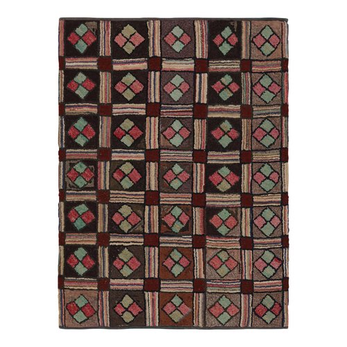 Hooked Rug with Geometric Patterns for sale at Pamono