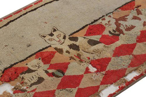 Hooked Rug with Animal Pictorials and Floral Patterns for sale at Pamono
