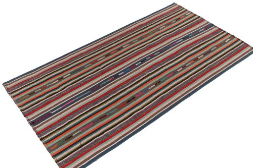 Vintage Chaput Kilim Rug in Polychromatic Stripe Patterns, 1950s for ...