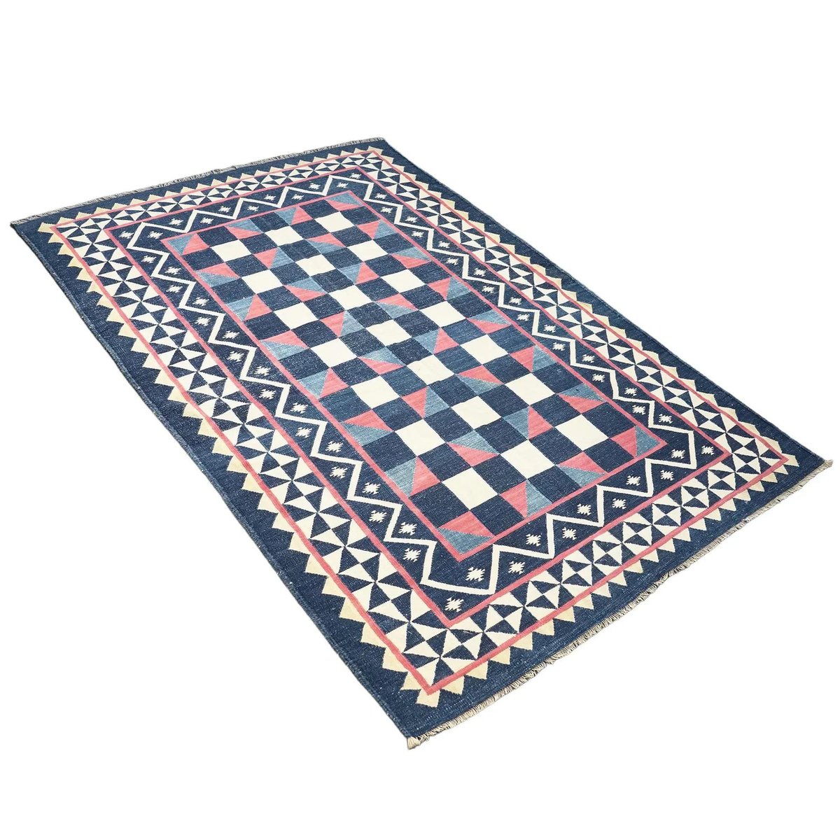 Vintage Dhurrie Rug with Polychromatic Patterns for sale at Pamono