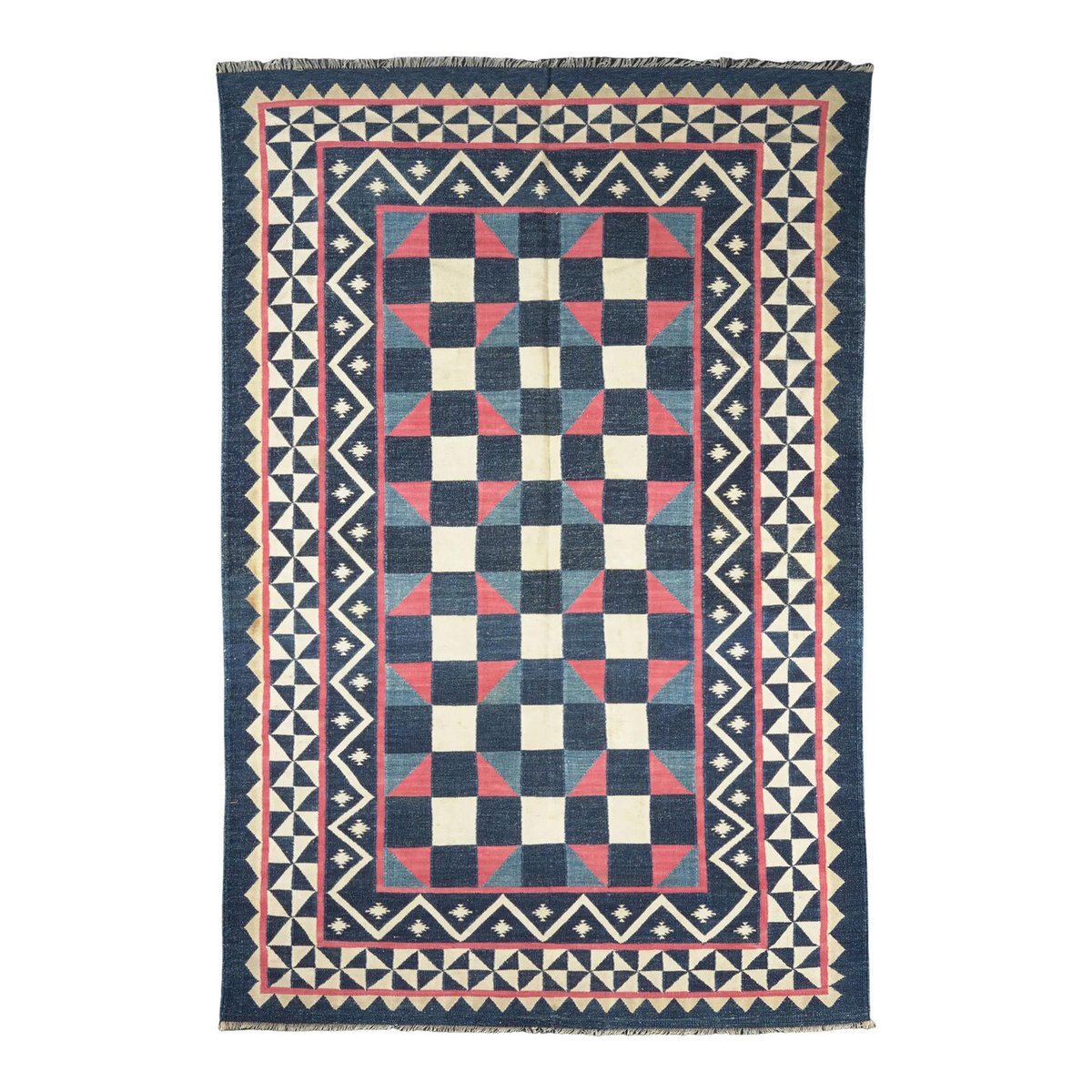 Vintage Dhurrie Rug with Polychromatic Patterns for sale at Pamono