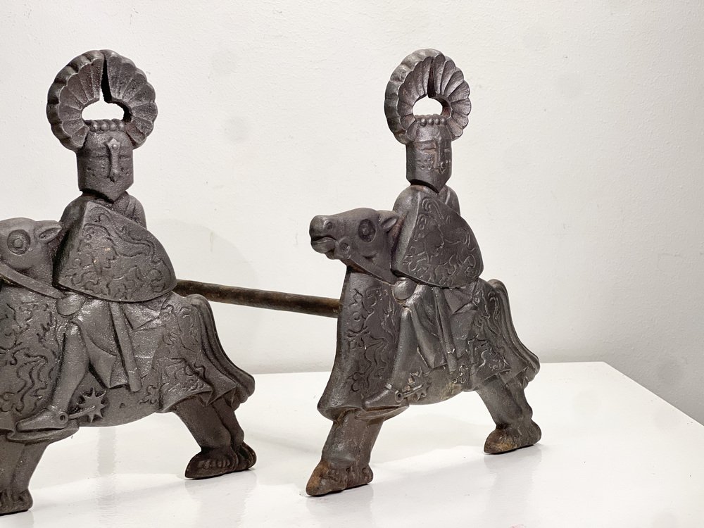 Mid-Century Modern Cast Iron Fire Dogs from Ystad-Metall, Sweden, 1960s ...