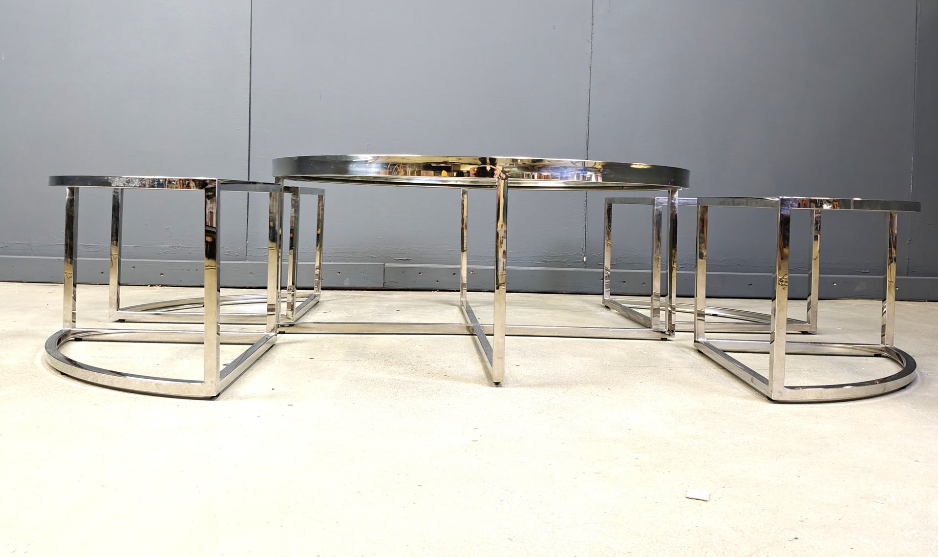 Vintage Chrome Coffee Table Set from Roche Bobois, 1970s, Set of 5 for ...