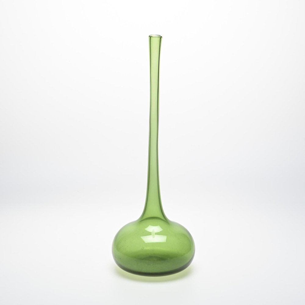 Green Glass Narrow-Neck Vase by Claude Morin, 1970s for sale at Pamono