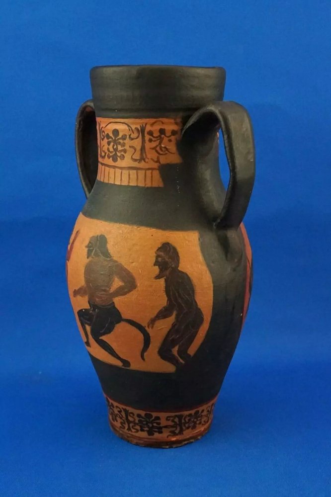 Large Greco-Roman Style Hand-Decorated Ceramic Terracotta 2-Handled ...