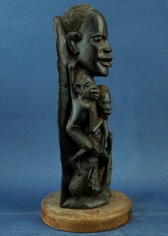 20th Century Hand-Carved Ebony Wood Makonde Sculpture Depicting Ujamaa ...