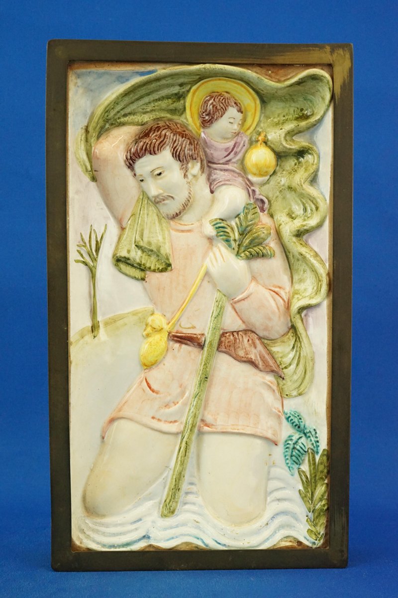 Bas-Relief Plaque Sculpture of Saint Christopher with Baby Jesus from ...
